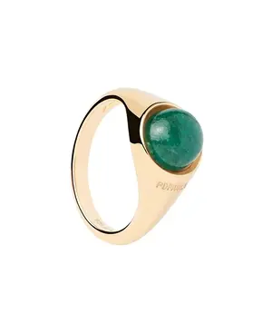 PDPAOLA Aventurine Gemstone Ring - Green/gold