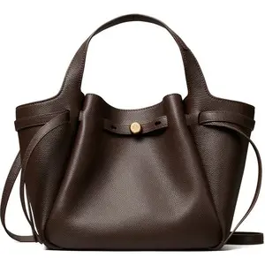 Tory Burch Small Romy Leather Tote - Deep Brown