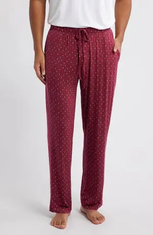 Nordstrom Moonlight Eco Stretch Modal Pajama Pants Burgundy Rhode Heart Dots