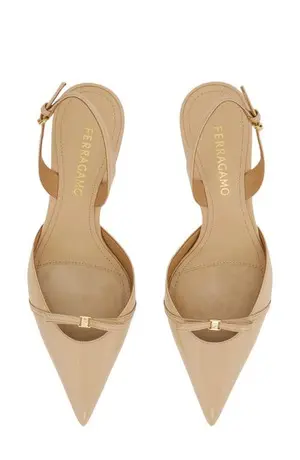 FERRAGAMO Gylla Slingback Pumps - Beige