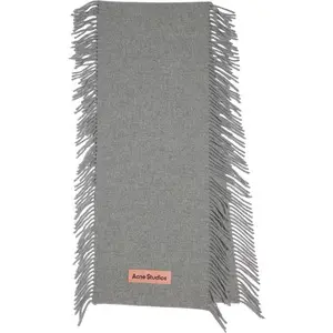Acne Studios Canada Wool Fringe Scarf - Light Grey Melange