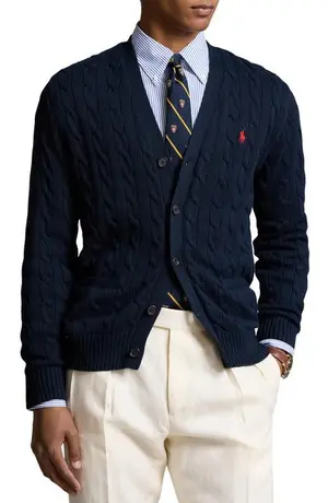 Polo Ralph Lauren Cable Cotton Cardigan - Blue