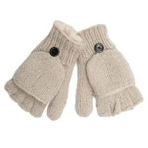 NIRVANNA DESIGNS Nirvanna Designs Fingerless Wool Gloves With Convertible Mitten Flap Linen