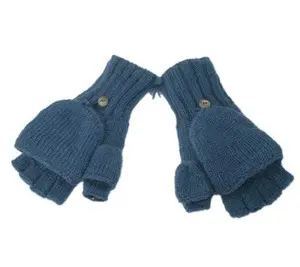 NIRVANNA DESIGNS Nirvanna Designs Fingerless Wool Gloves With Convertible Mitten Flap Teal