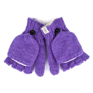 NIRVANNA DESIGNS Nirvanna Designs Fingerless Wool Gloves With Convertible Mitten Flap Ultra Violet