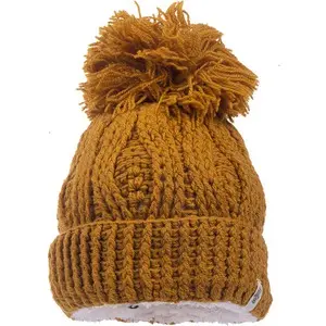 NIRVANNA DESIGNS Big Pom Rib Fold Beanie - Honey