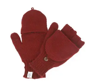 NIRVANNA DESIGNS Bryant Fingerless Gloves With Flap - Burgundy