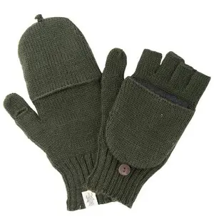 NIRVANNA DESIGNS Bryant Fingerless Gloves With Flap - Olive