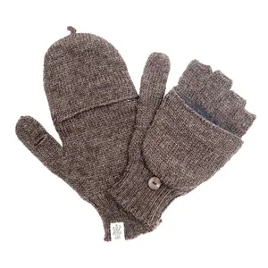 NIRVANNA DESIGNS Bryant Fingerless Gloves With Flap - Tweed