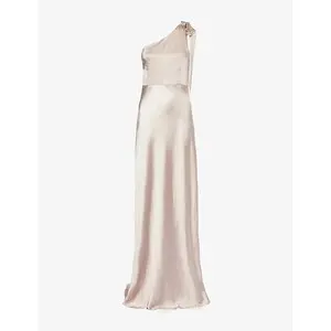 Six Stories Bow One-Shoulder Maxi Dress - Oyster | Editorialist