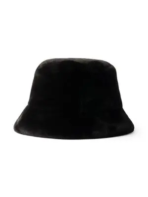 Prada Enamel Triangle-logo Bucket Hat - Black