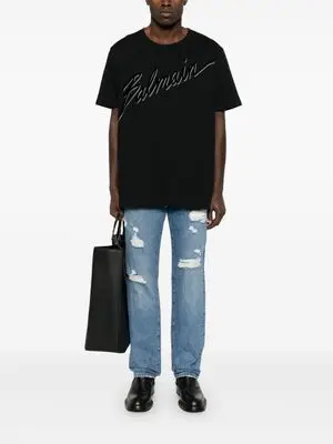 Balmain Flocked-logo T-shirt