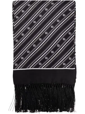 Dolce & Gabbana Striped Silk Scarf - Black