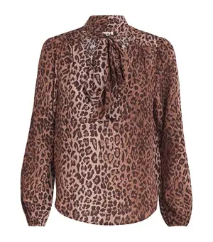 Rixo Silk Moss Pussybow Blouse