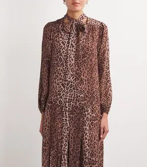 Rixo Silk Moss Pussybow Blouse