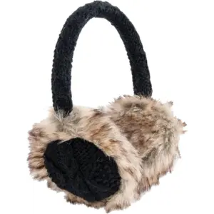 NIRVANNA DESIGNS Nirvana Designs Cable Knit Earmuffs With Faux Fur Black