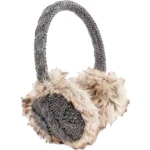 NIRVANNA DESIGNS Cable Knit Earmuffs With Faux Fur - Dark Grey