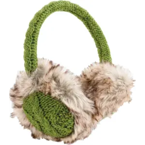 NIRVANNA DESIGNS Cable Knit Earmuffs With Faux Fur - Green