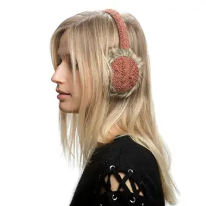 NIRVANNA DESIGNS Cable Knit Earmuffs With Faux Fur - Navy