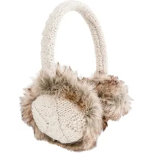 NIRVANNA DESIGNS Cable Knit Earmuffs With Faux Fur - White