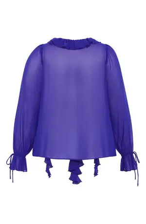 City Chic Felix Ruffle Long Sleeve Tiered Blouse