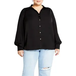 City Chic Hadlee V-neck Shirt - Black