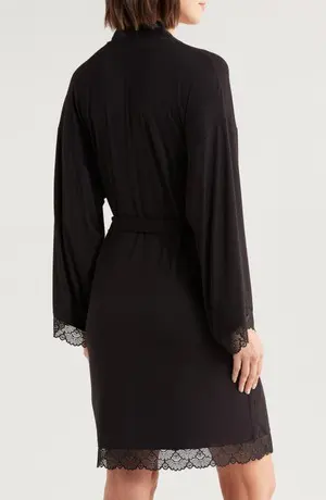 Nordstrom Moonlight Eco Lace Trim Robe - Black