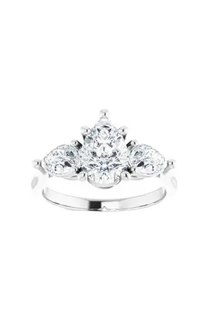 BLISS DIAMOND 2ct Tw Pear Shape Three Stone Engagement Ring In 14k Gold Lab Grown - 14k White Gold