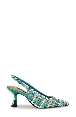 Nine West Madalene Pointed Toe Slingback Pumps - Medium Green