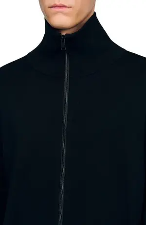 Sandro Zip-up Wool Cardigan - Black