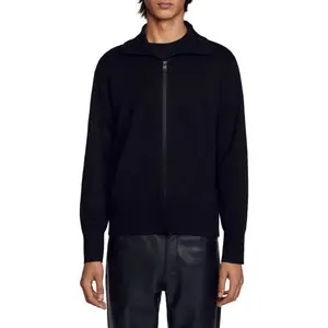 Sandro Zip-up Wool Cardigan - Black