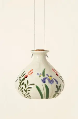 UNCOMMON GOODS Hand-painted Porcelain Hummingbird Feeder