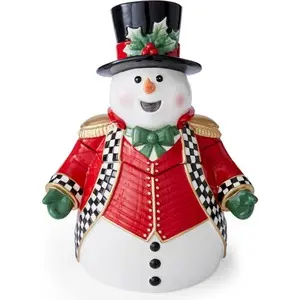 SPODE Christmas Tree Snowman Cookie Jar - Green