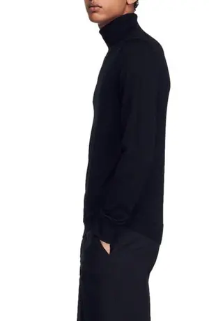 Sandro Turtleneck Wool Sweater - Black
