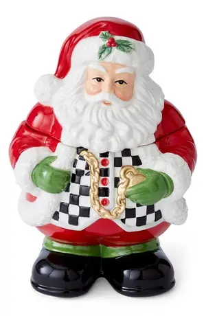 SPODE Christmas Tree Santa Cookie Jar - Green