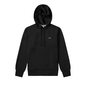 Play Comme Des Garcon Big Heart Logo Zip Up Hoodie - Black