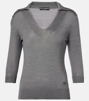 Dolce & Gabbana Silk Polo Sweater - Grey