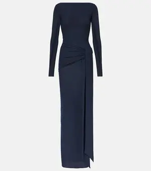 Alex Perry Semi-sheer Gathered Gown - Blue