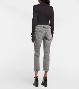 Ag Ex-boyfriend Mid-rise Slim Jeans - Grey