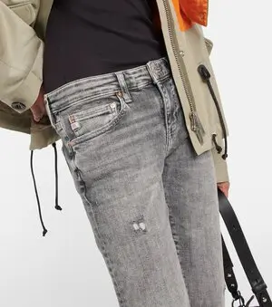 Ag Ex-boyfriend Mid-rise Slim Jeans - Grey