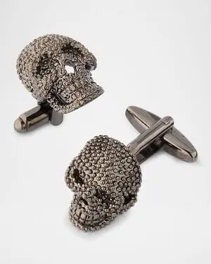 LINK UP Granulated Skull Cufflinks - Gunmetal