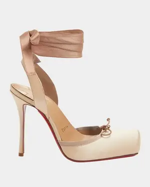 CHRISTIAN LOUBOUTIN 100mm Cassia Ballerina Pumps With Ankle-Tie - Blush