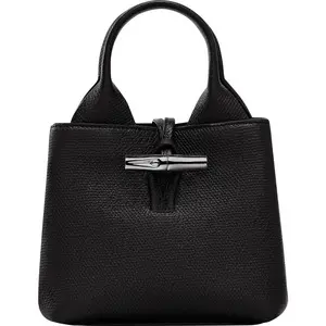 Longchamp Le Roseau Leather Top Handle Bag - Black