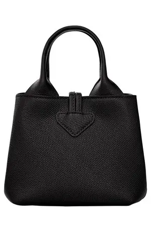 Longchamp Le Roseau Leather Top Handle Bag - Black