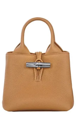 Longchamp Le Roseau Leather Top Handle Bag - Walnut