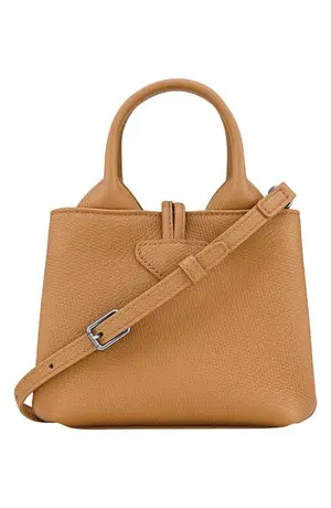 Longchamp Le Roseau Leather Top Handle Bag - Walnut