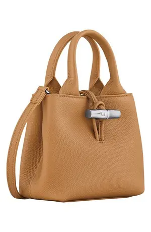 Longchamp Le Roseau Leather Top Handle Bag - Walnut