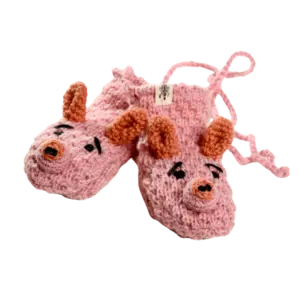 NIRVANNA DESIGNS Crochet Piggy Mittens - White