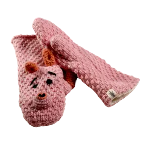 NIRVANNA DESIGNS Crochet Piggy Mittens - White