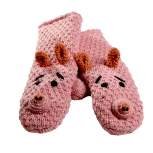 NIRVANNA DESIGNS Crochet Piggy Mittens - White